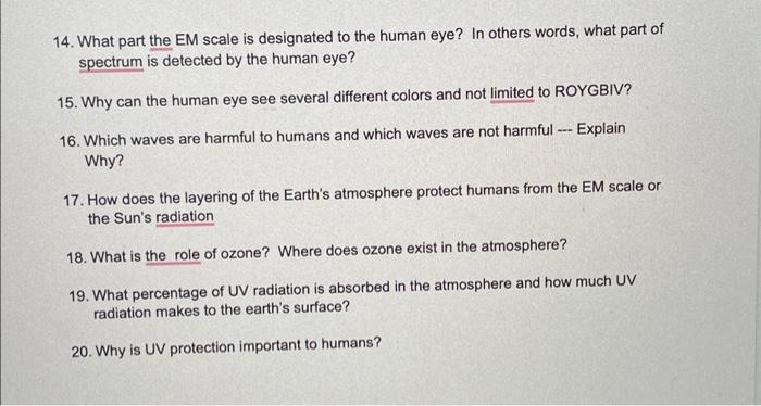 Solved 14. What part the EM scale is designated to the human | Chegg.com