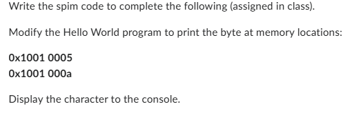 Solved Write the spim code to complete the following Modify | Chegg.com Solved Write the spim code to complete the following Modify | Chegg.com