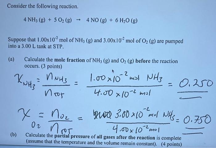 Solved Consider the following reaction. 4NH3( g)+5O2( | Chegg.com