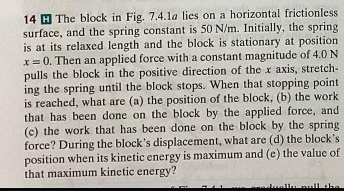 Solved 14H The block in Fig. 7.4.1 a lies on a horizontal | Chegg.com