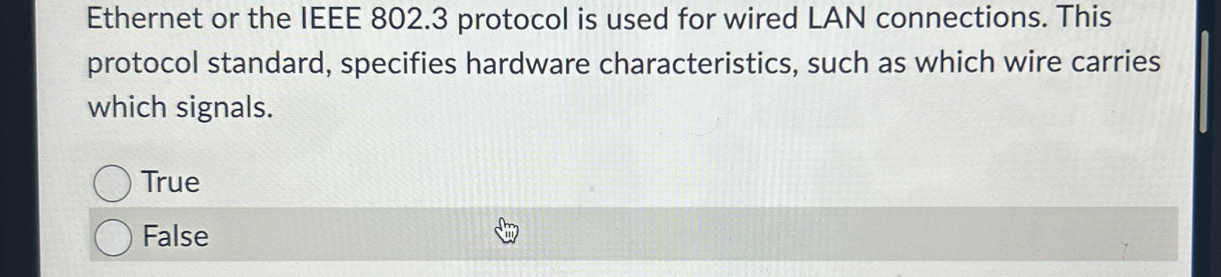 Solved Ethernet or the IEEE 802.3 ﻿protocol is used for | Chegg.com