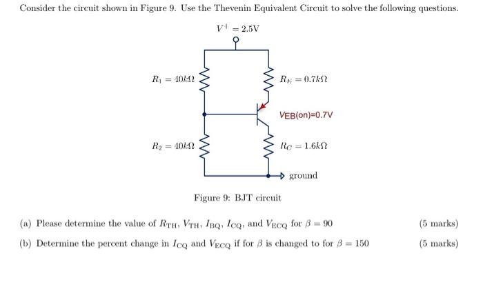 Solved Figure 9: BJT circuit (a) Please determine the value | Chegg.com