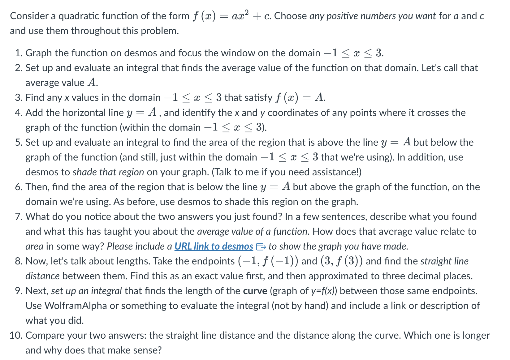 Solved Consider a quadratic function of the form f(x)=ax2+c. | Chegg.com