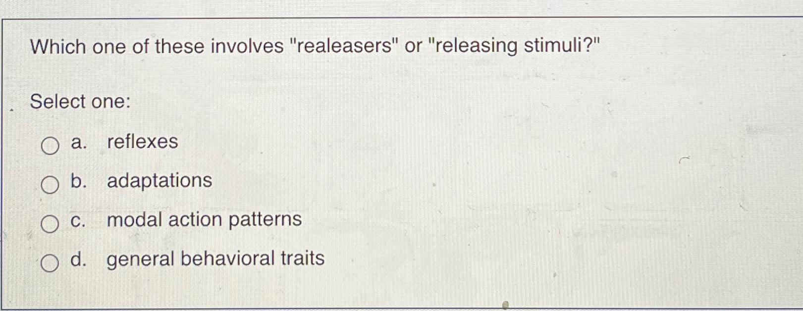 Solved Which one of these involves "realeasers" or | Chegg.com