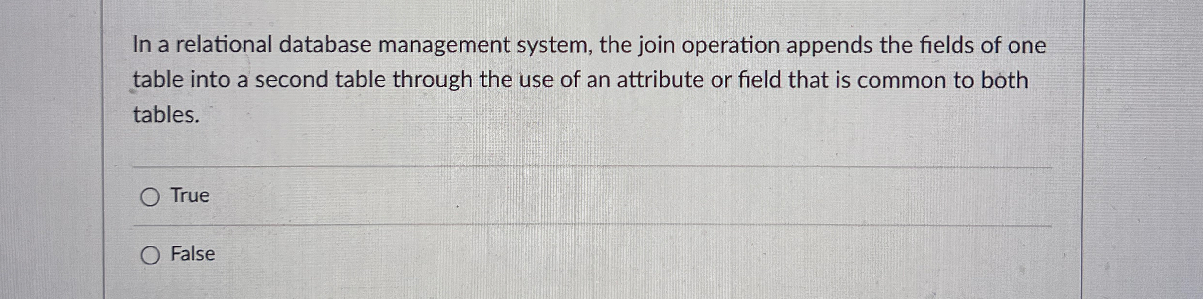 Solved In a relational database management system, the join | Chegg.com