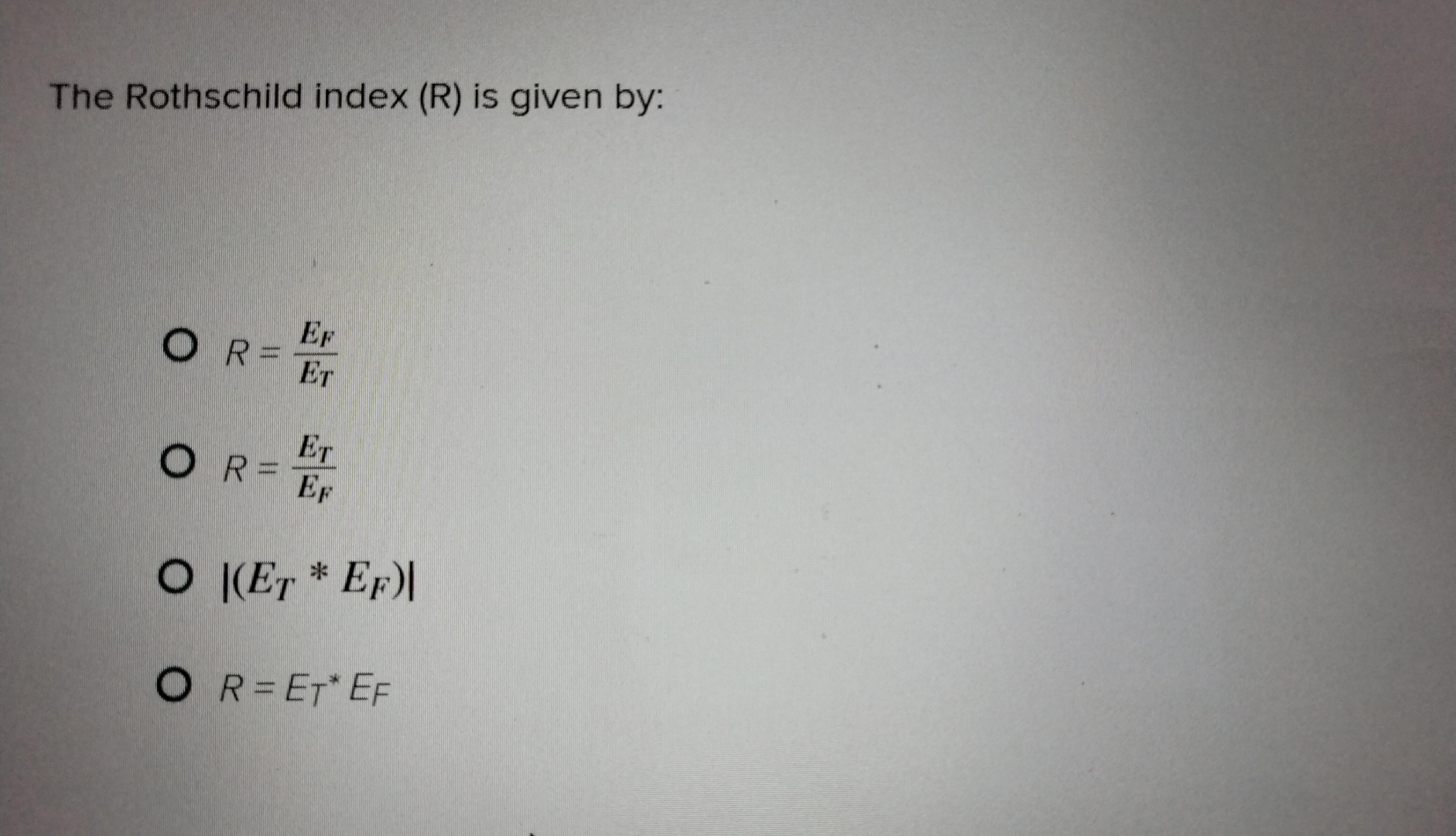 Solved The Rothschild index (R) ﻿is given | Chegg.com