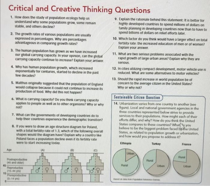 Solved Critical and Creative Thinking Questions 1. How does | Chegg.com