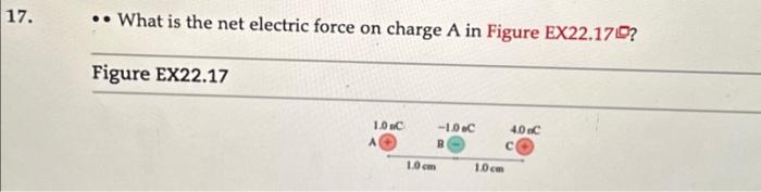 Solved 17. .. What is the net electric force on charge A in | Chegg.com