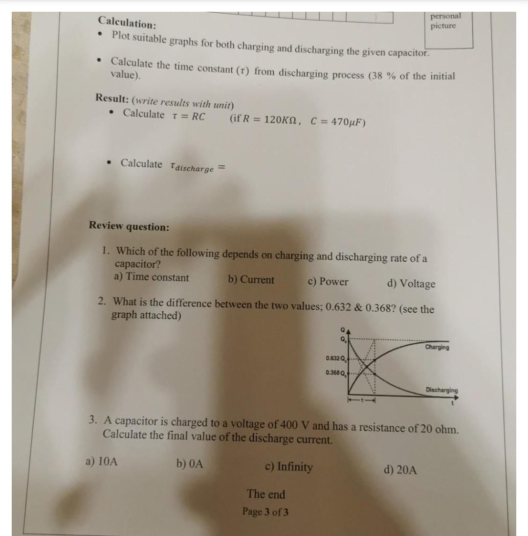 Solved personal picture . Calculation: Plot suitable graphs | Chegg.com