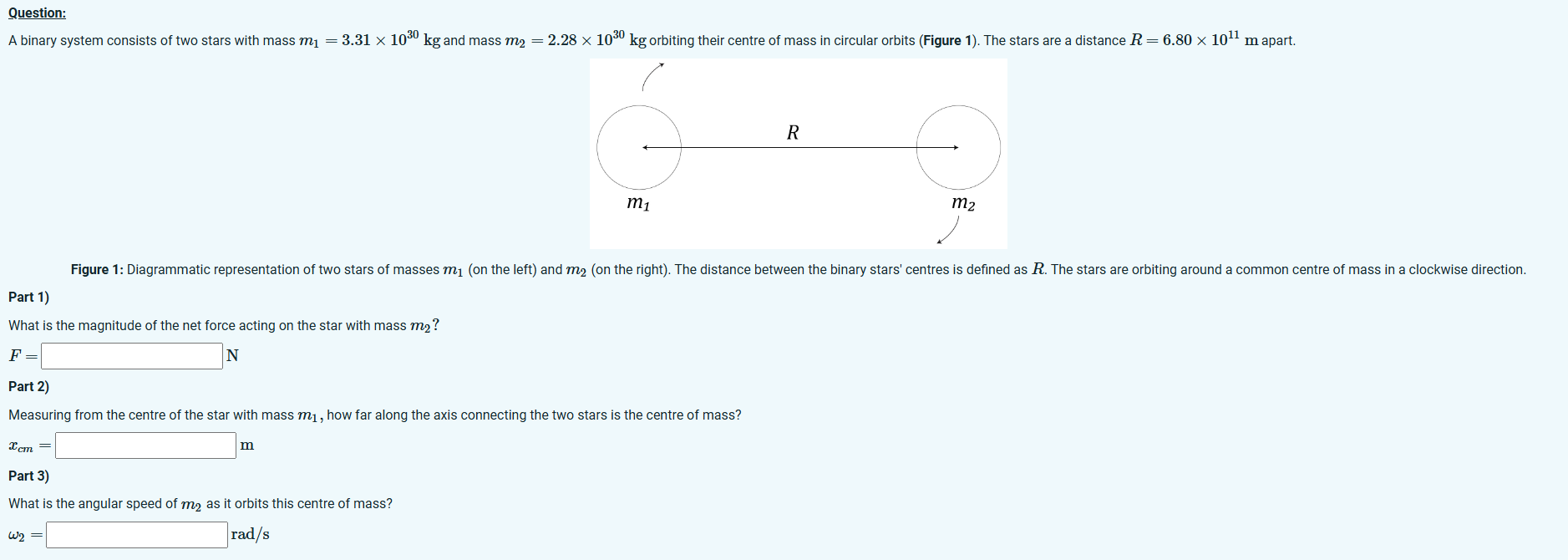 Solved Question:A binary system consists of two stars with | Chegg.com
