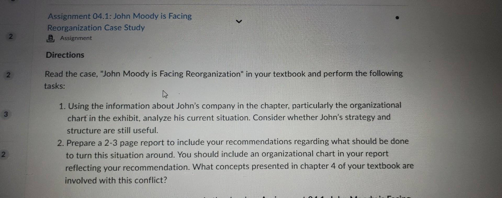 Solved Reorganization Case Study 보 Assignment Directions | Chegg.com