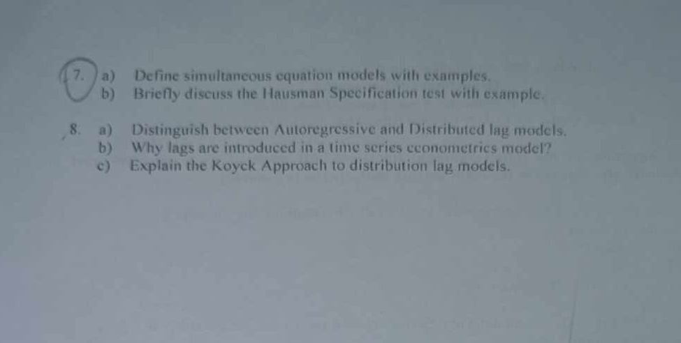 Solved A ﻿define Simultaneous Equation Models With