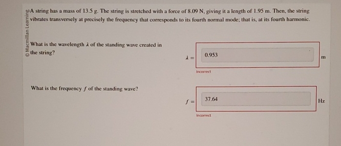 Solved A string has a mass of 13.5g. ﻿The string is | Chegg.com
