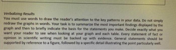 Solved Verbalizing Results You must use words to draw the | Chegg.com