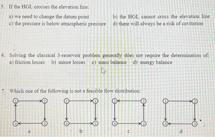 Solved 5. If the HGL crosses the elevation line: a) we need | Chegg.com