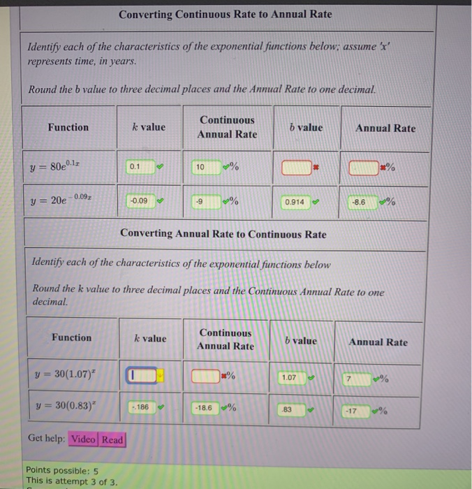 Solved Converting Continuous Rate to Annual Rate Identify | Chegg.com