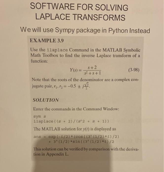 Solved SOFTWARE FOR SOLVING LAPLACE TRANSFORMS We will use | Chegg.com