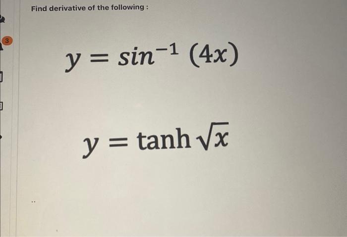 Solved y=sin−1(4x)y=tanhx | Chegg.com