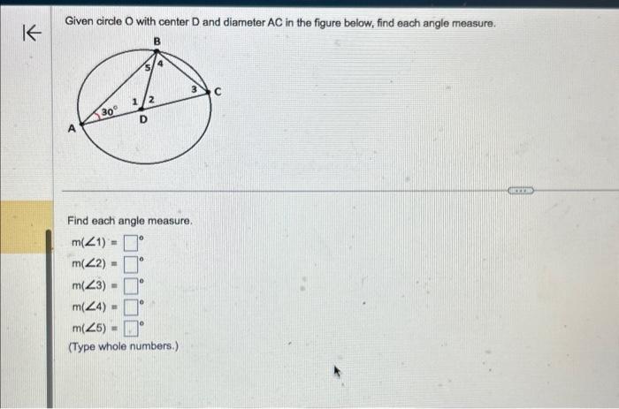 Solved Given circle O with center D and diameter AC in the | Chegg.com