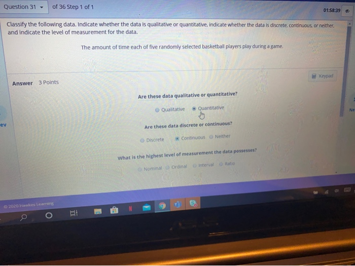 Solved Question 31 Of 36 Step 1 Of 1 015839 Classify 