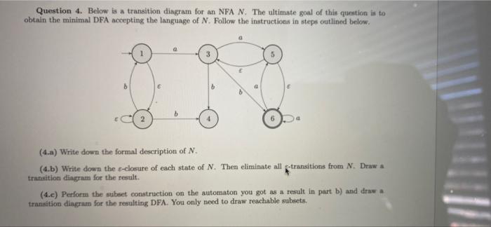 Solved Question 4. Below is a transition diagram for an NFA | Chegg.com