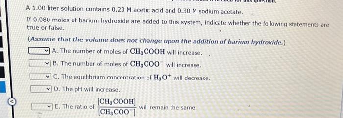 Solved A 1.00 liter solution contains 0.23M acetic acid and | Chegg.com