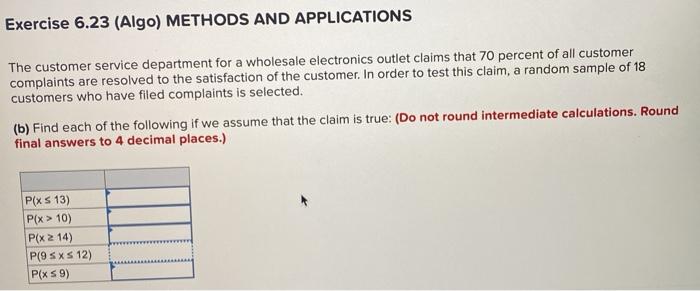 Solved Exercise 6.23 (Algo) METHODS AND APPLICATIONS The | Chegg.com