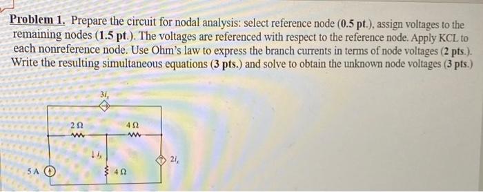 Solved Problem 1. Prepare the circuit for nodal analysis: | Chegg.com