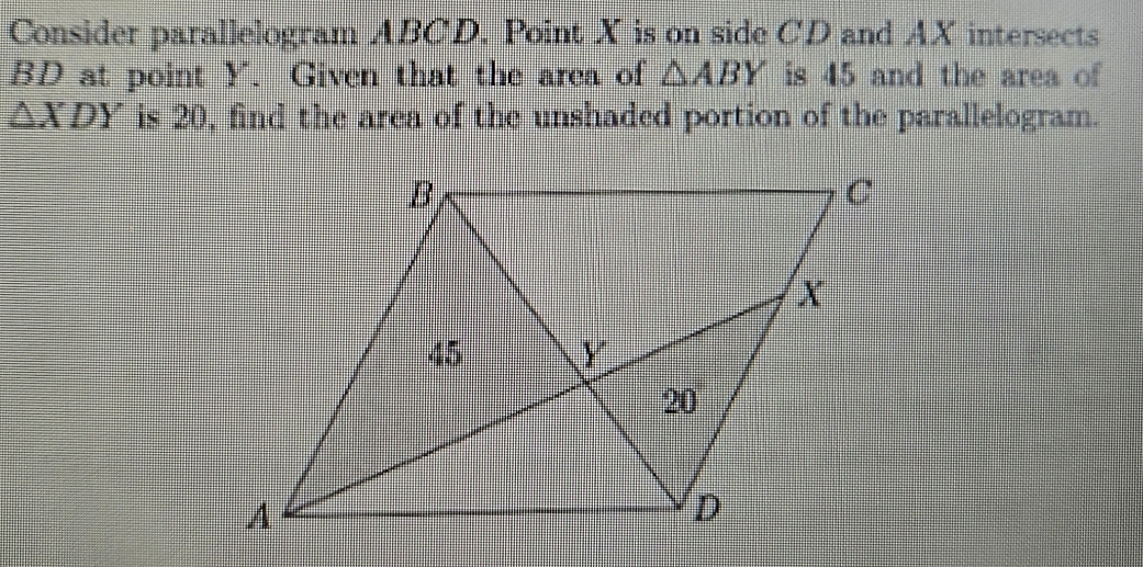 Solved Consider parallelogram ABCD. Point x ﻿is on side CD | Chegg.com