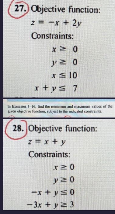 27 Objective Function Z −x 2y Constraints