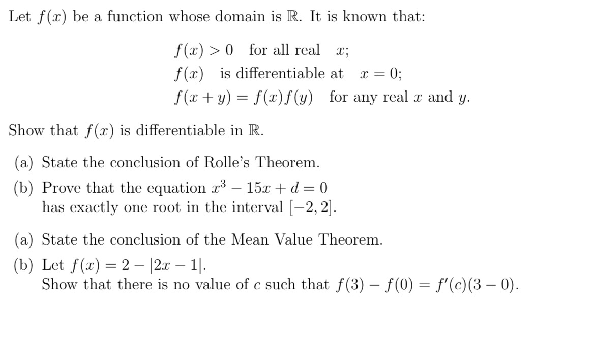 Solved Let f(x) ﻿be a function whose domain is R. ﻿It is | Chegg.com