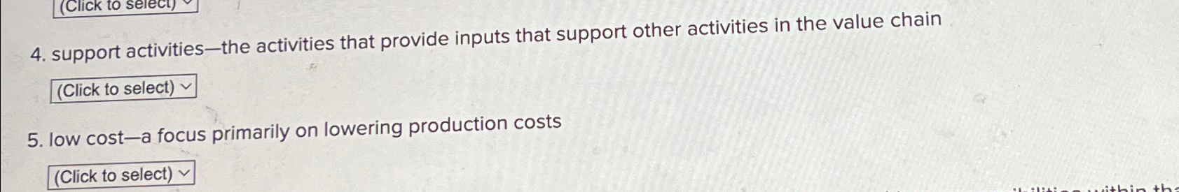 Solved support activities-the activities that provide inputs | Chegg.com
