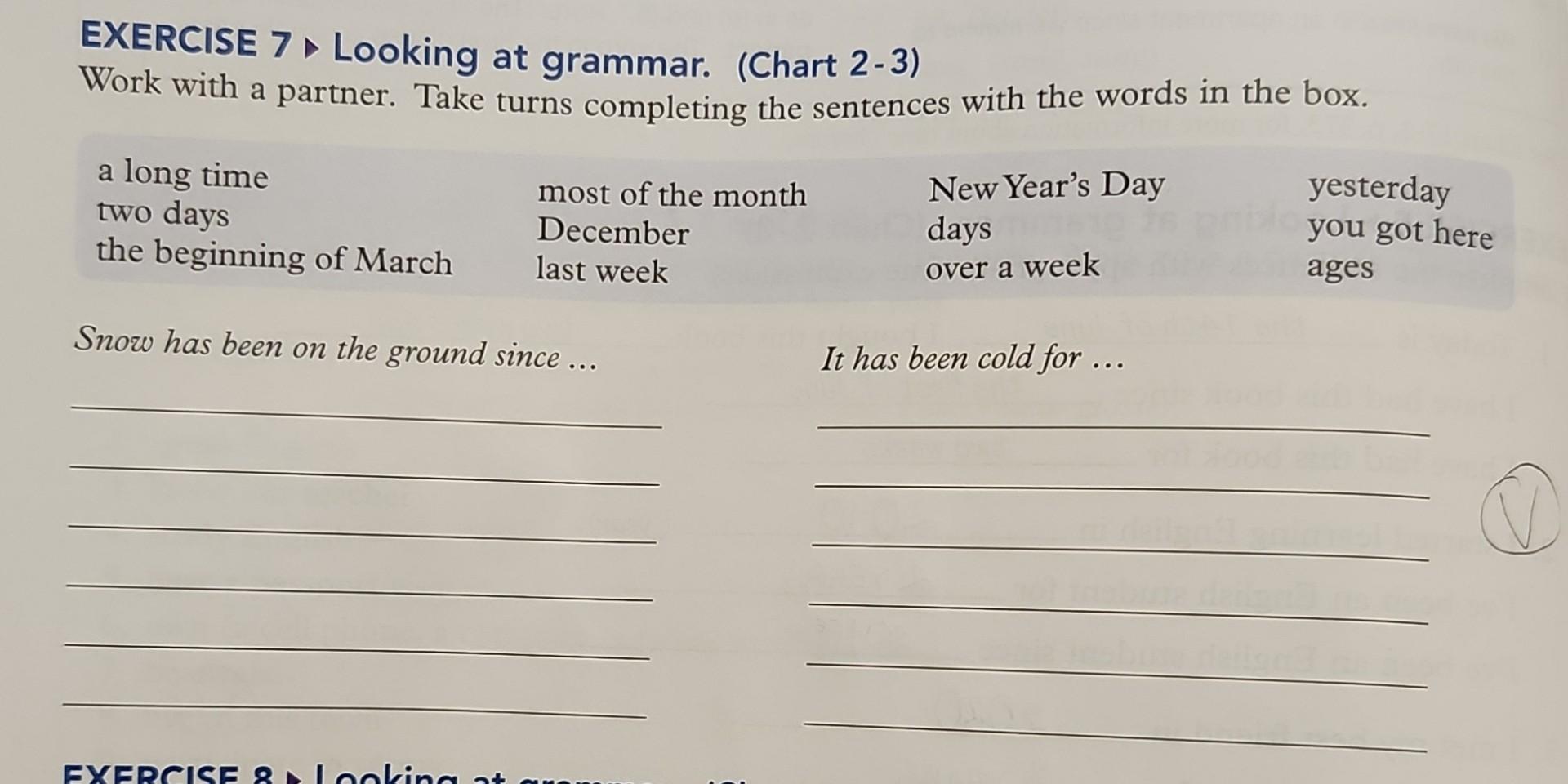 Solved EXERCISE 7 Looking at grammar. (Chart 2-3) Work with | Chegg.com