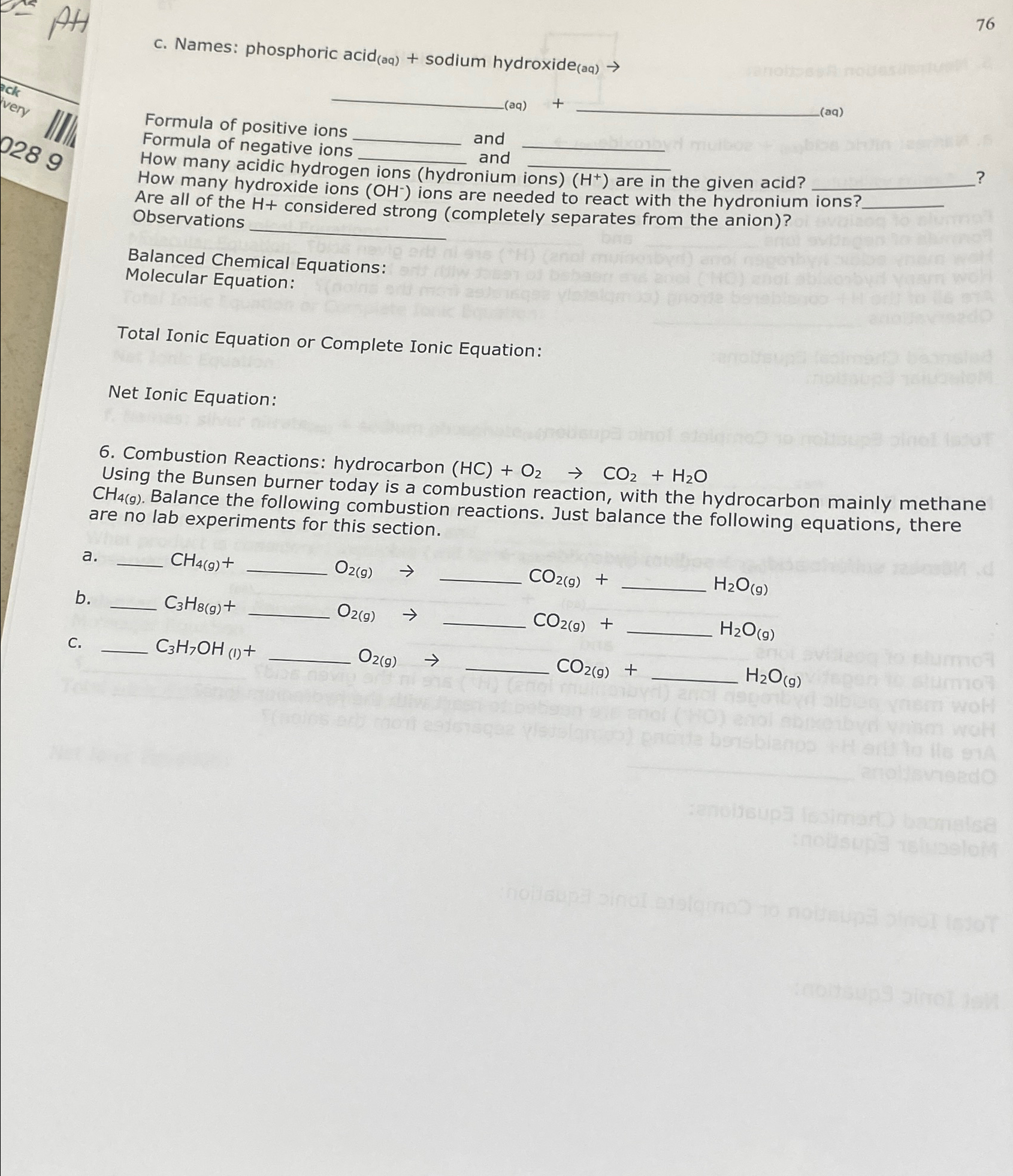 Solved 76c. ﻿Names: phosphoric acid(aq)+ ﻿sodium hydroxide | Chegg.com