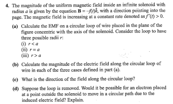 Solved 4. ﻿The magnitude of the uniform magnetic field | Chegg.com