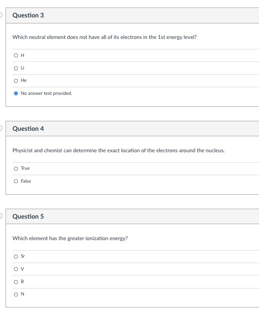Solved Question 3 Which neutral element does not have all of | Chegg.com