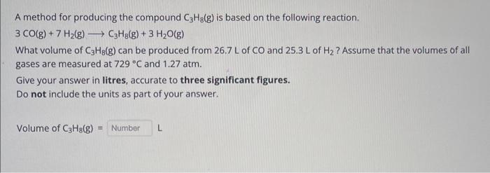 A method for producing the compound C3H8( g) is based | Chegg.com