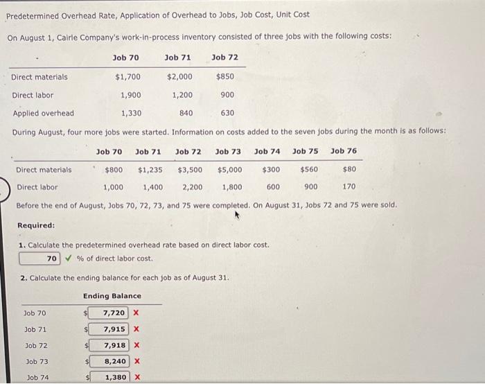 Solved Predetermined Overhead Rate, Application of Overhead | Chegg.com