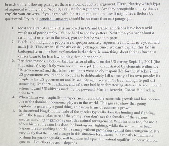 n each of the following passages, there is a | Chegg.com