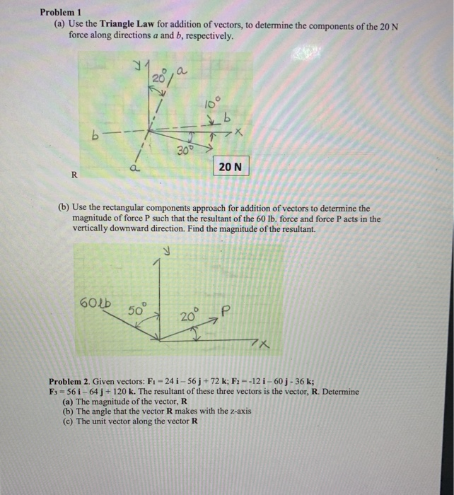 Solved Problem 1 (a) Use the Triangle Law for addition of | Chegg.com