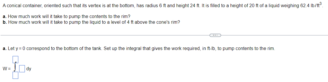 A conical container, oriented such that its vertex is | Chegg.com