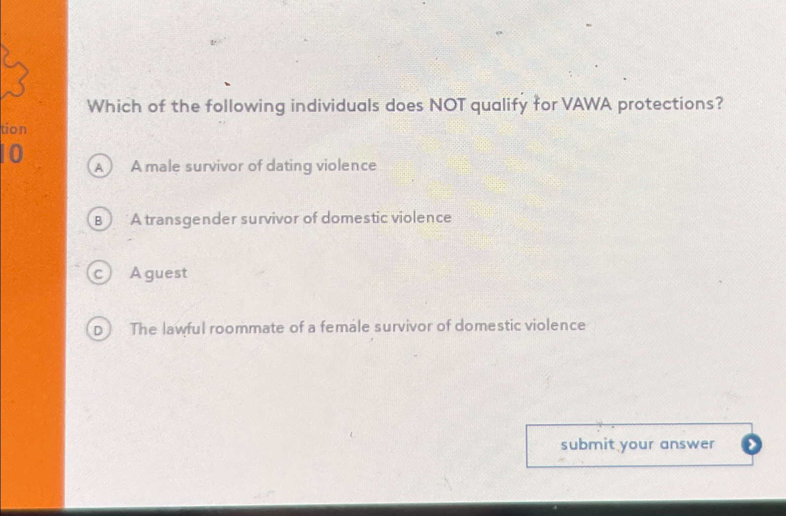 Solved Which of the following individuals does NOT qualify | Chegg.com