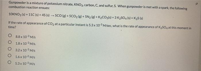 Solved Gunpowder is a mixture of potassium nitrate,KNO3, | Chegg.com