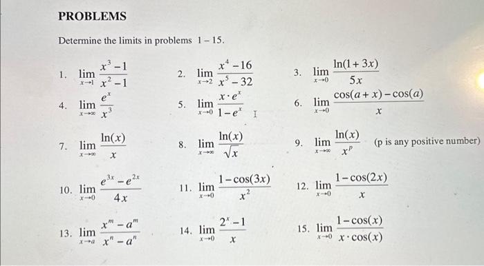 Solved Determine the limits in problems 1−15. 1. | Chegg.com