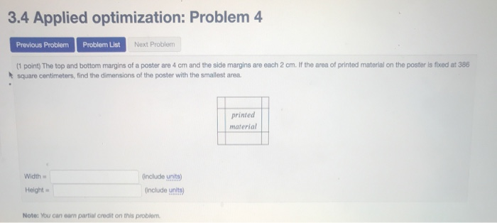 Solved 3.4 Applied optimization: Problem 4 Previous Problem | Chegg.com