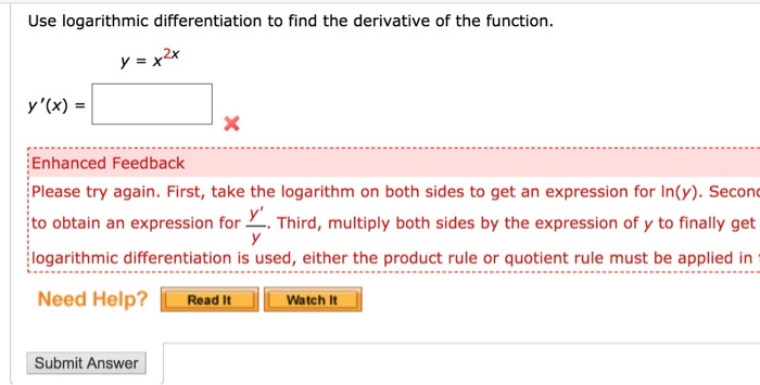 Solved Use logarithmic differentiation to find the | Chegg.com