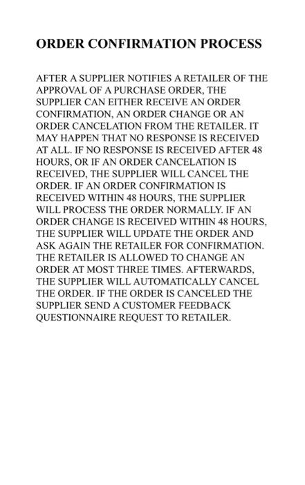 Solved ORDER CONFIRMATION PROCESS AFTER A SUPPLIER NOTIFIES | Chegg.com