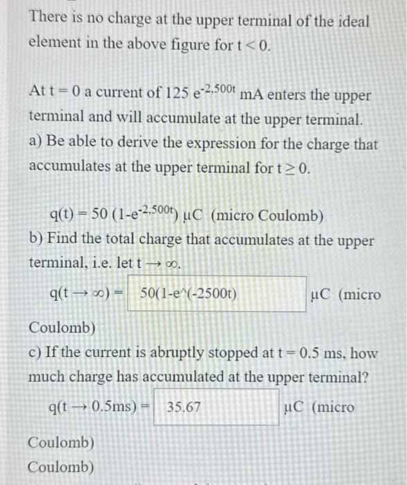 Solved There is no charge at the upper terminal of the ideal | Chegg.com
