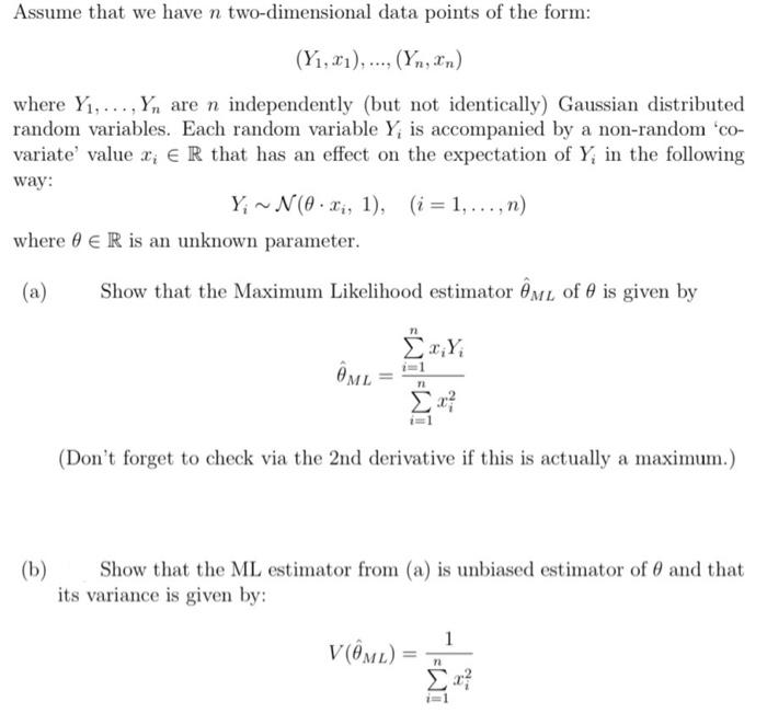 Solved (Y1,x1),…,(Yn,xn) where Y1,…,Yn are n independently | Chegg.com