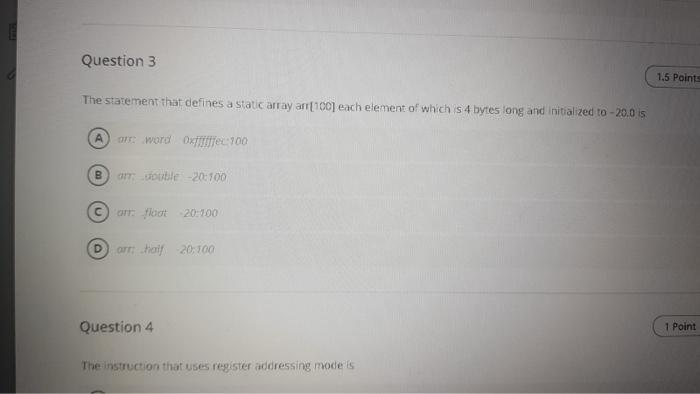 Solved The statement that defines a static array ant 100] | Chegg.com